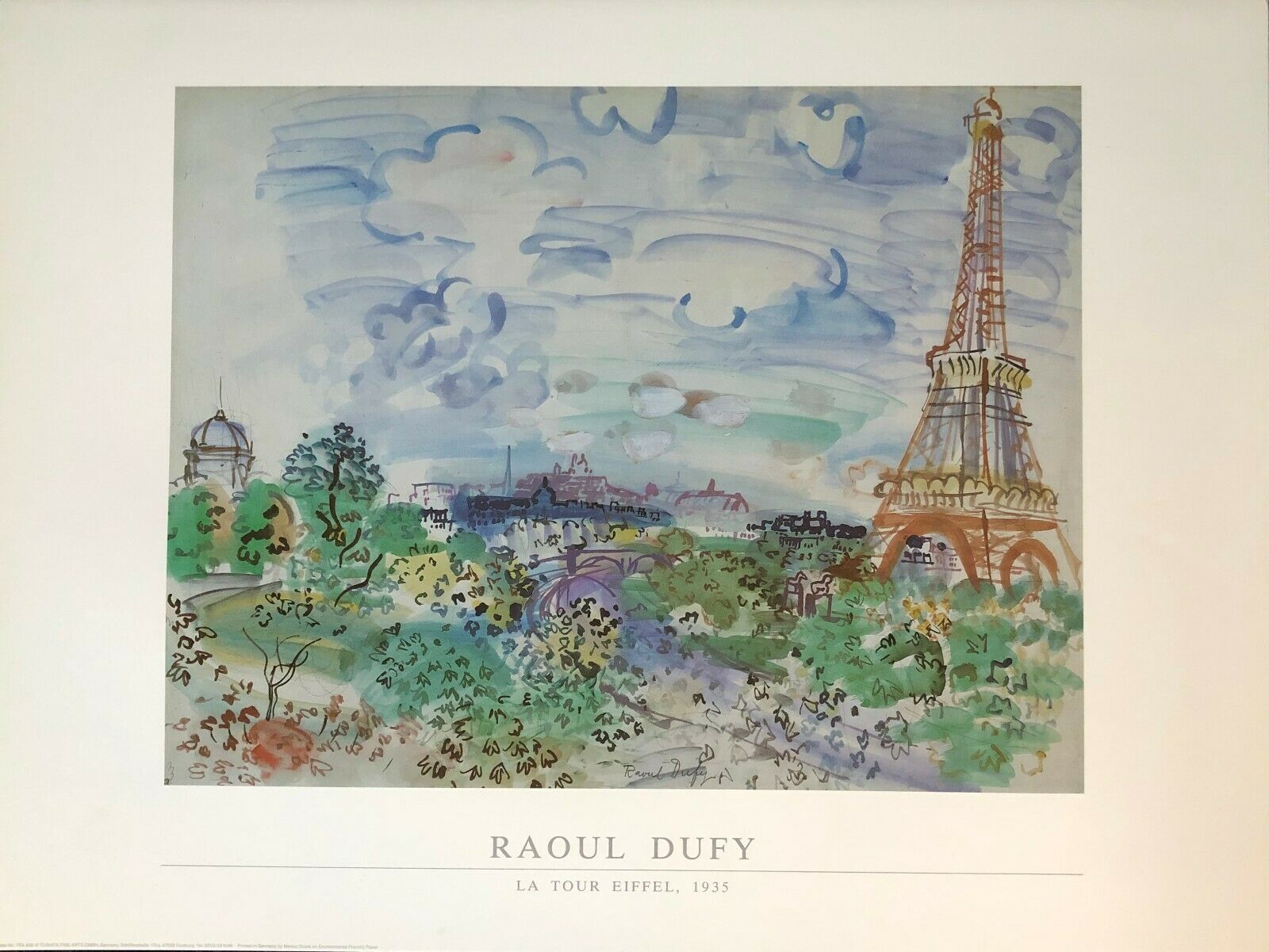 La Tour Eiffel, 1935 by Raol Duffy (Colour Print, 80cm x 60cm ...